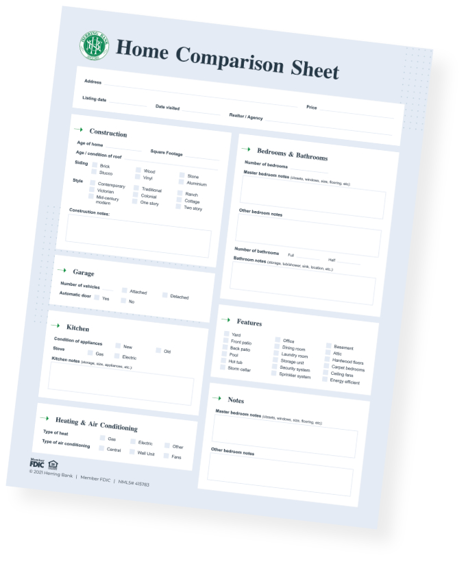Home Comparison Checklist | Herring Bank Home Comparison Checklist | Herring Bank