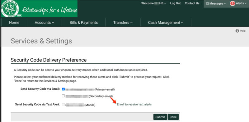 Here is how to setup text alerts with Herring Bank's online banking.